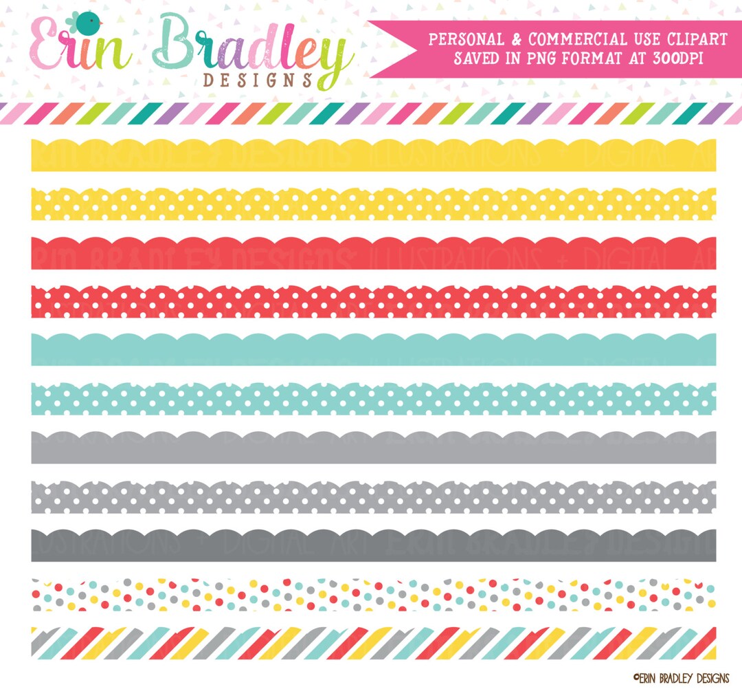 Colorful Scalloped Borders Clipart Commercial Use Clip Art Instant ...