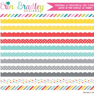 Colorful Scalloped Borders Clipart Commercial Use Clip Art Instant ...