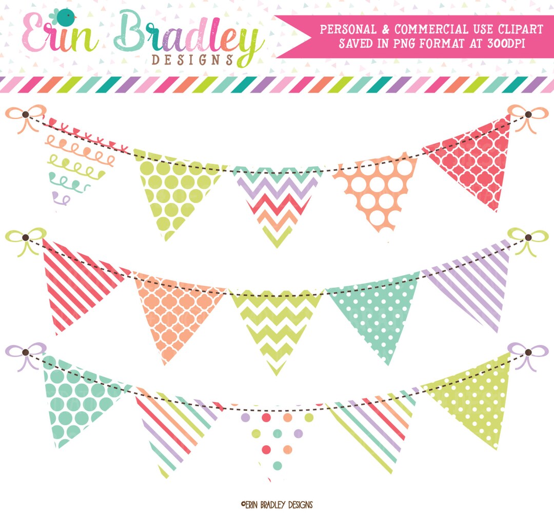 Sugar Bunting Clipart Graphics Digital Banner Flag Clip Art Personal ...