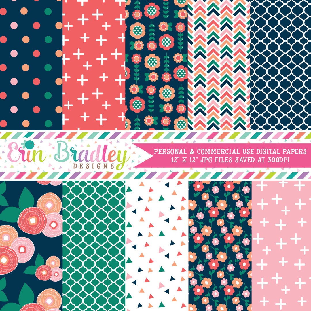 Spring Bloom Digital Paper Pack Commercial Use Digital Scrapbook Paper ...