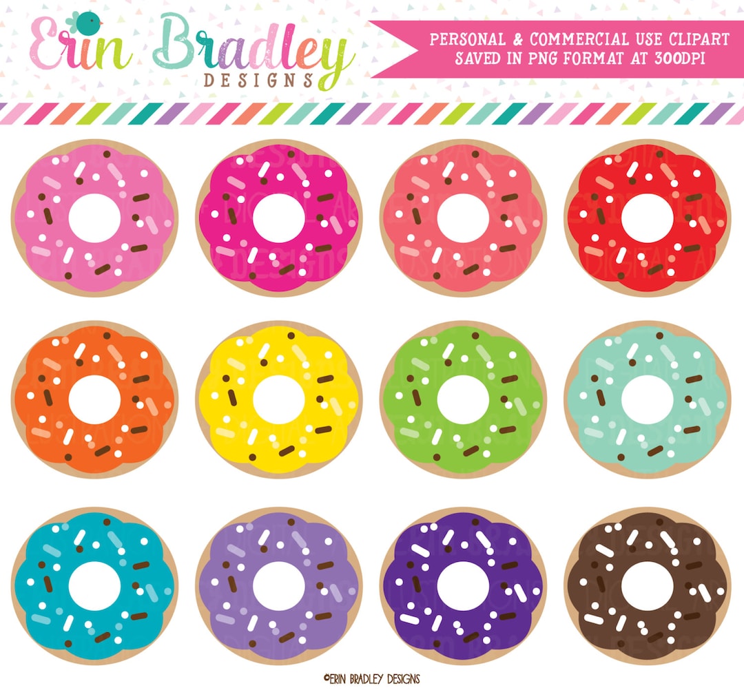 Food & Dessert Clipart Instant Download Donut Graphics Commercial Use ...