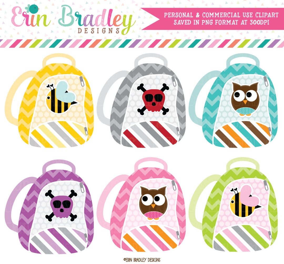 School Backpacks Clipart Commercial Use Clip Art Graphics Instant ...