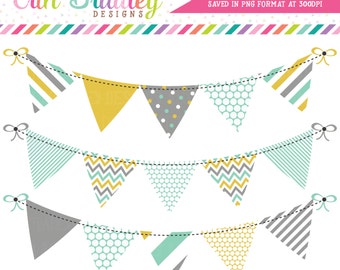 Bunting Banner Flag Clipart Commercial Use Clip Art Graphics | Etsy