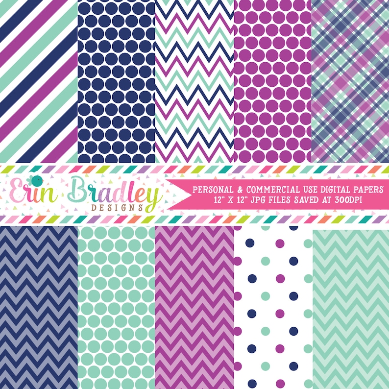 Purple and Blue Digital Paper Pack Commercial Use Instant - Etsy