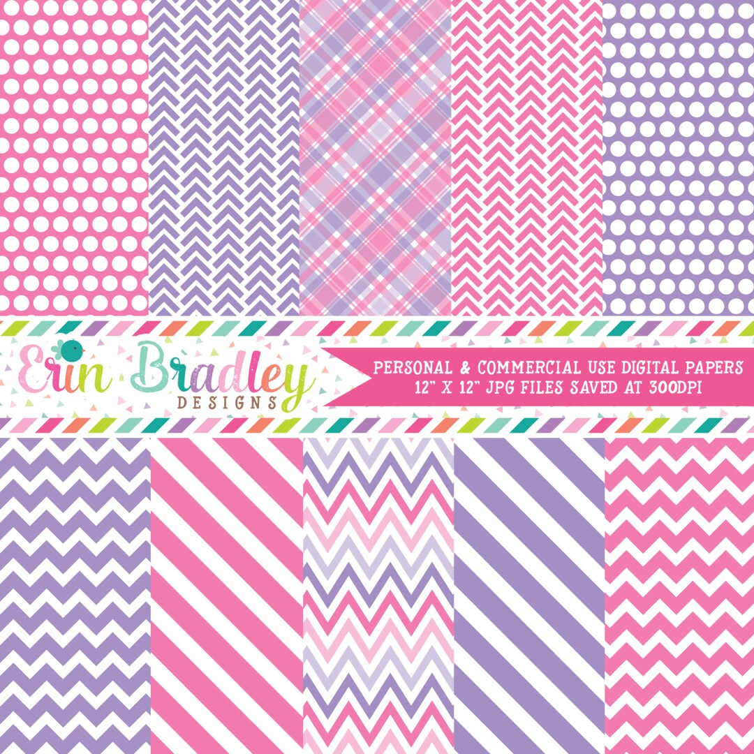Pink and Purple Digital Paper Pack Personal & Commercial Use Instant ...