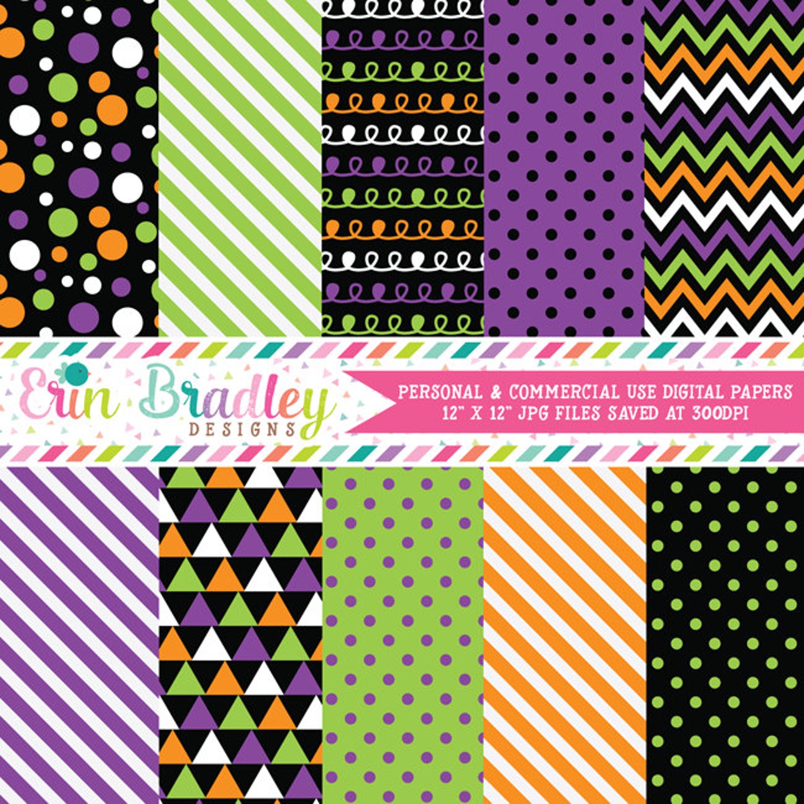 Trick or Treat Halloween Digital Paper Pack Holiday Patterns - Etsy