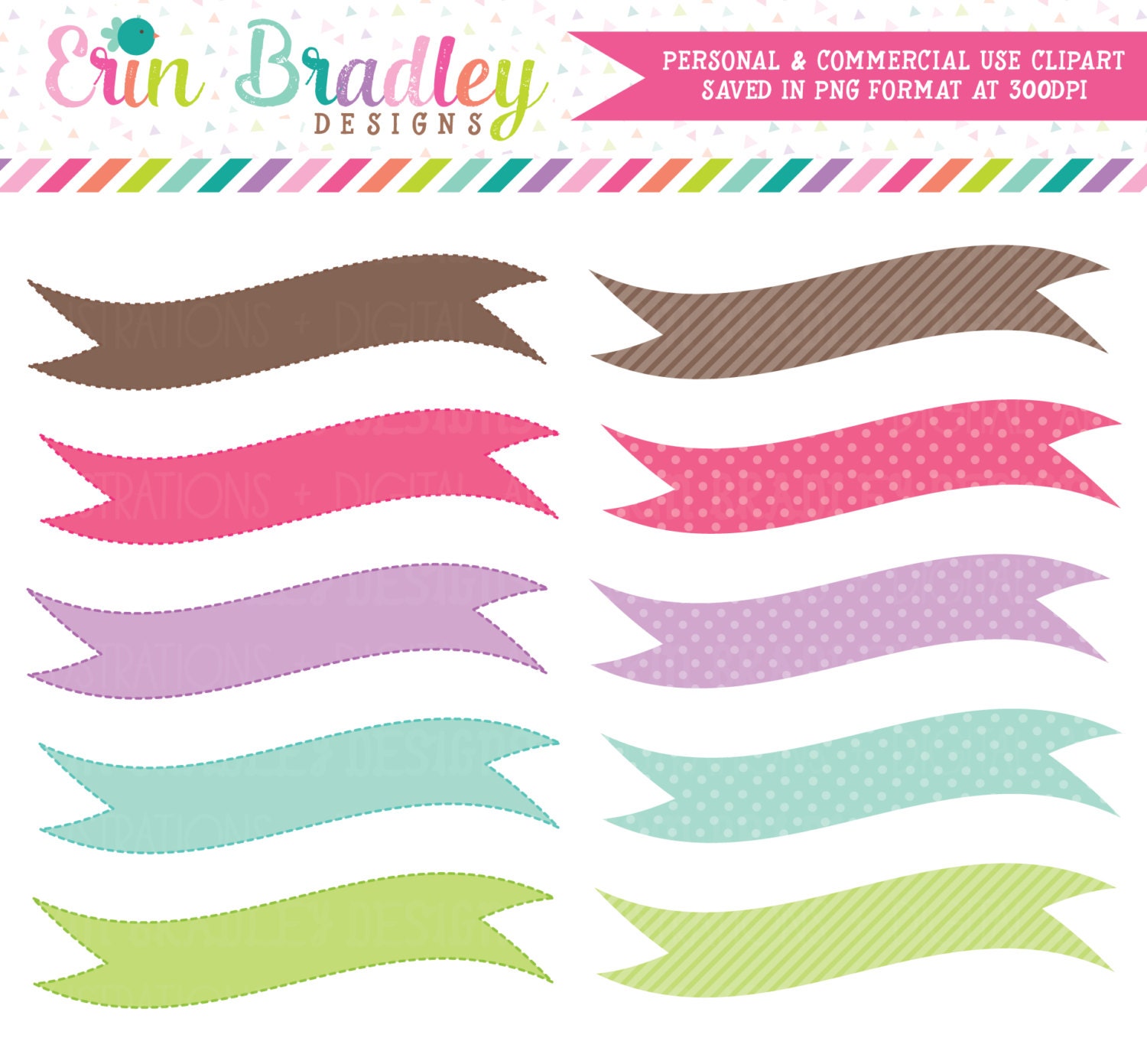 Digital Scrapbooking Clipart Clip Art Text Flags in Polka Dots - Etsy