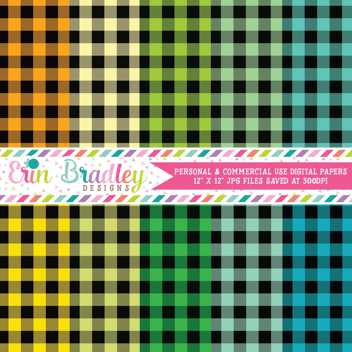 Buffalo Check Digital Paper Pack Set 2 40 Colors Instant - Etsy