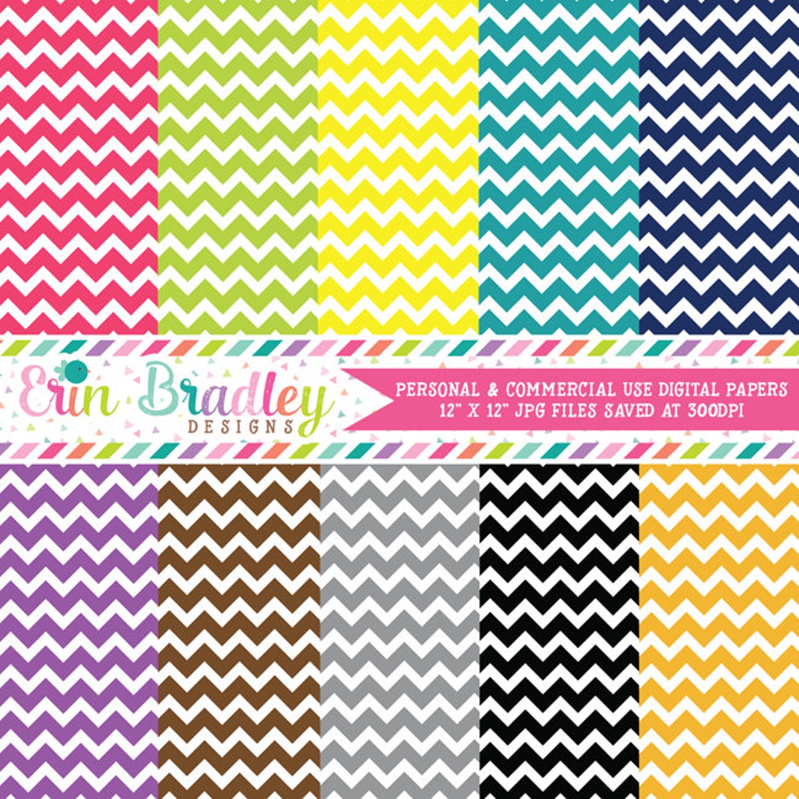 Chevron Stripes Digital Scrapbook Papers Personal and Commercial Use - Etsy