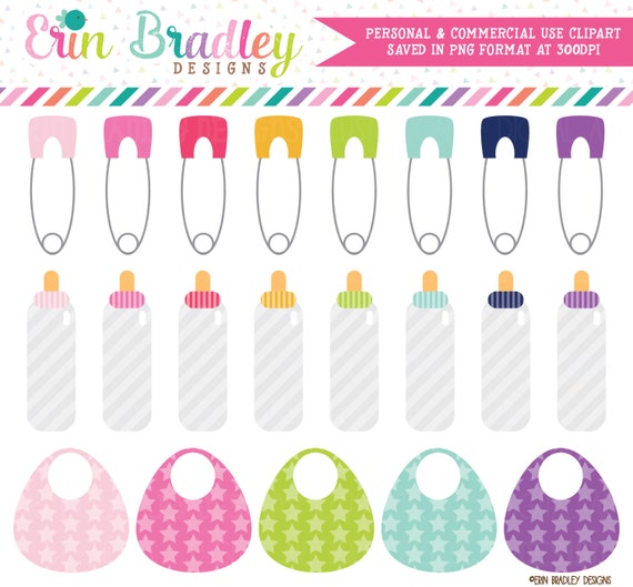 Baby Clipart, Baby Bibs Clip Art, Clothespin Clip Art, Baby Bottles ...