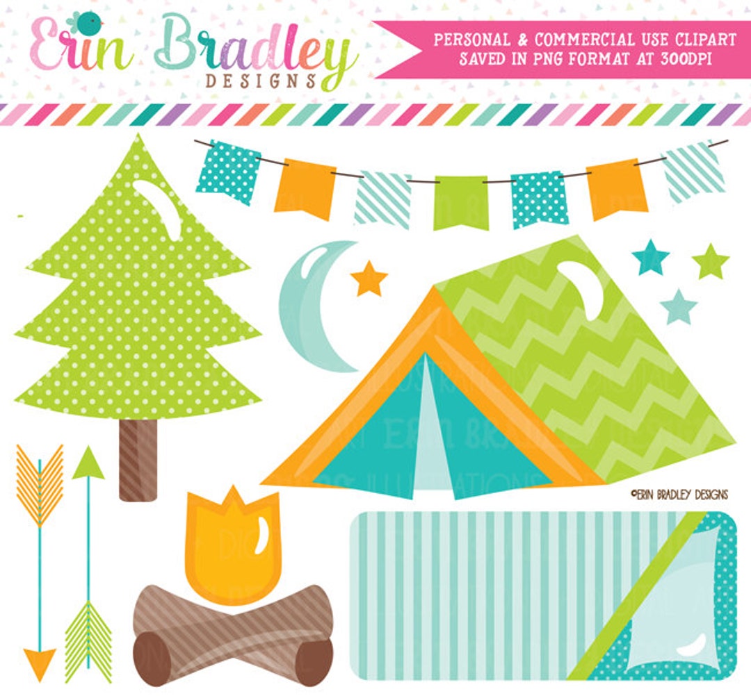 Boys Camping Clipart Set in Blue Commercial Use Graphics - Etsy