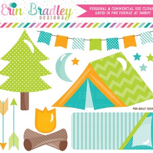 Boys Camping Clipart Set in Blue Commercial Use Graphics - Etsy