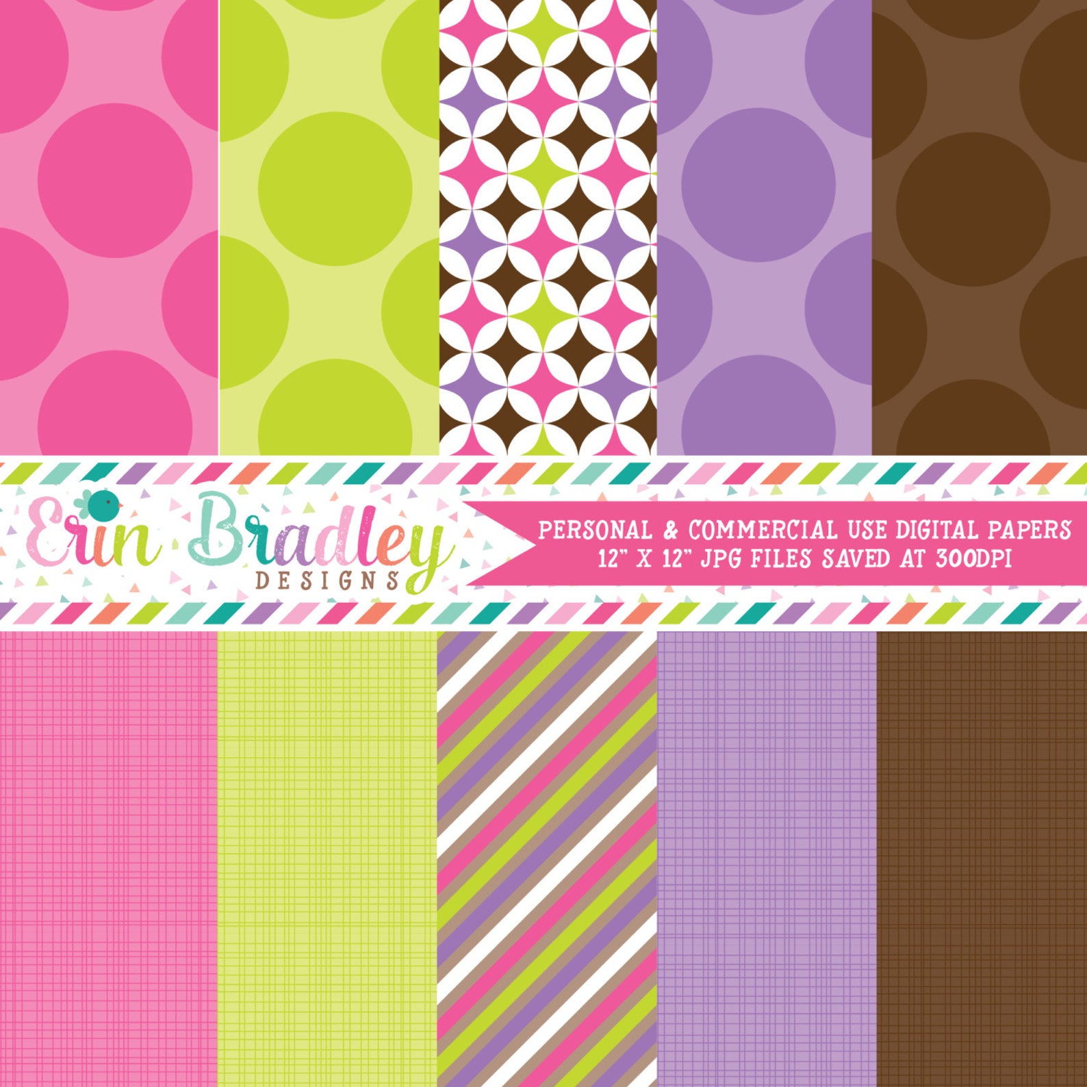 Digital Scrapbook Papers Personal and Commercial Use Pink | Etsy