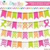 Bunting Clipart Pink Peach & Aqua Blue Banner Flags Commercial Use Clip ...