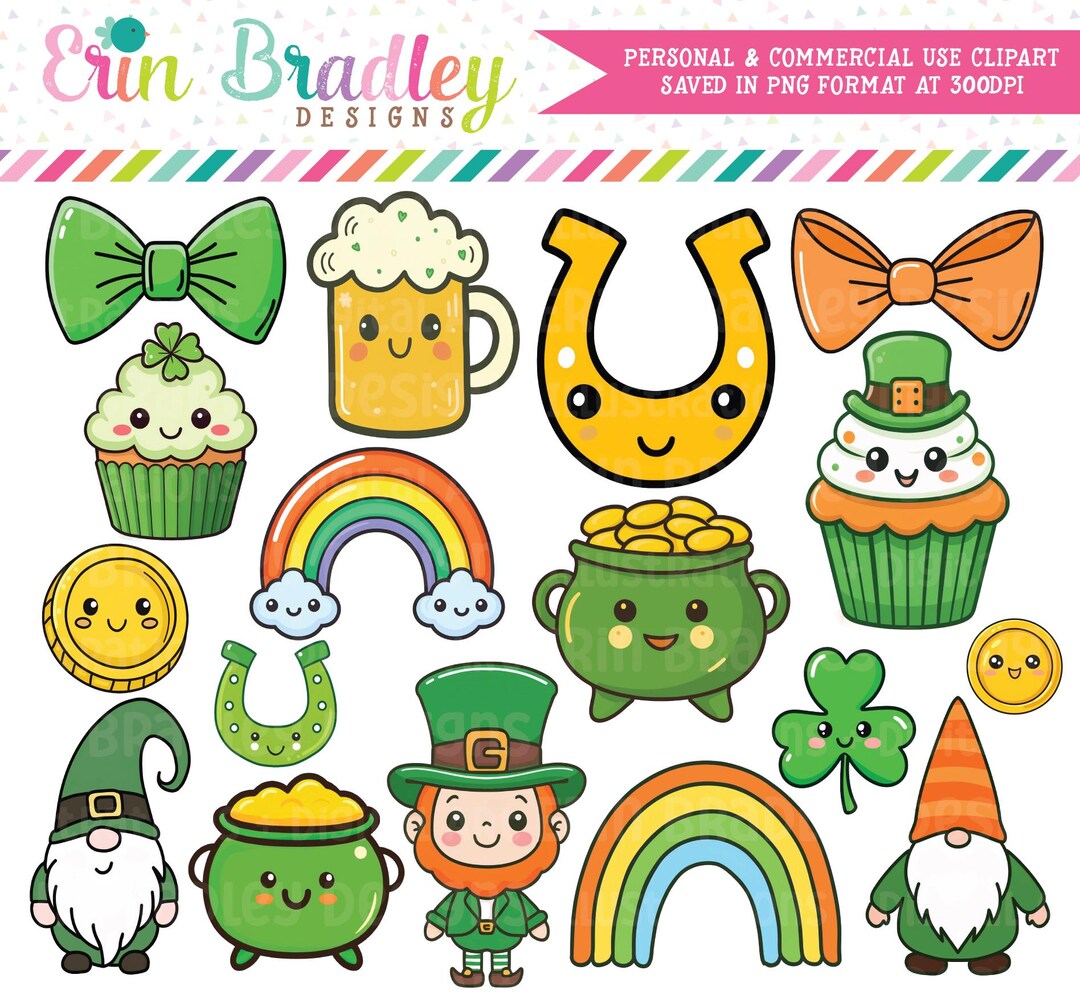 St. Patricks Day Clipart Graphics, Leprechaun Rainbow & Pot of Gold ...