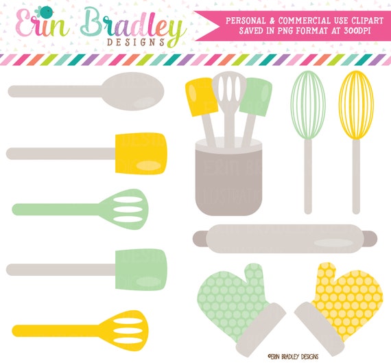 Kitchen Clipart, Baking Clip Art, Kitchen Utensils Clip Art, Yellow ...