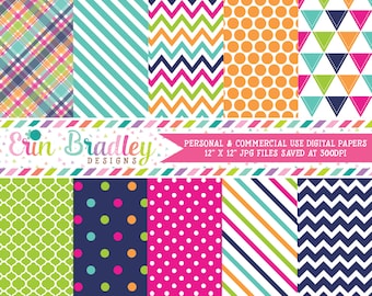 Digital Scrapbook Paper Personal and Commercial Use Colorful | Etsy