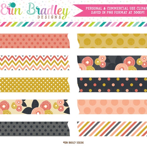 Watercolor Digital Washi Tape Clipart Personal & Commercial - Etsy