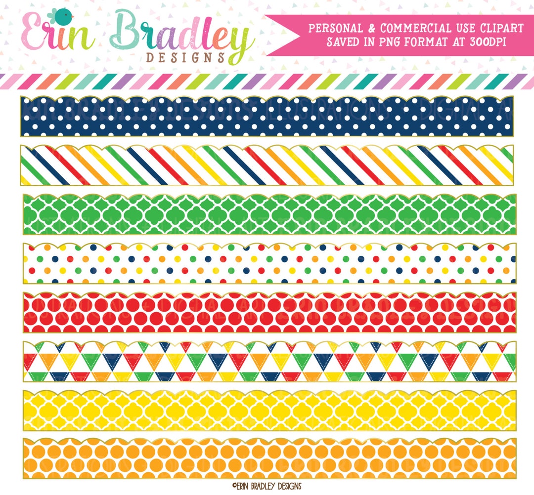 Primary Colors Scalloped Border Clipart Frames (digital Download) - Etsy