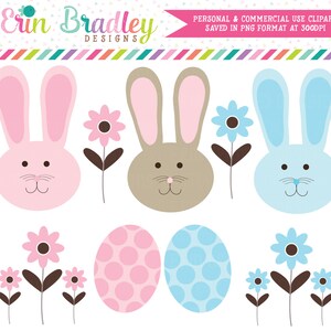 Easter Bunny Clipart Commercial Use Digital Clip Art Graphics | Etsy
