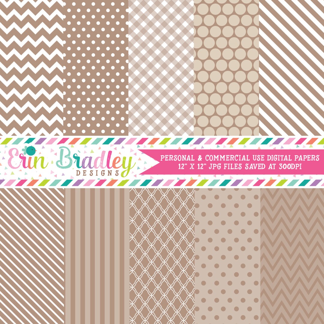Kraft Colored Commercial Use Digital Paper Set - Instant Download - Etsy