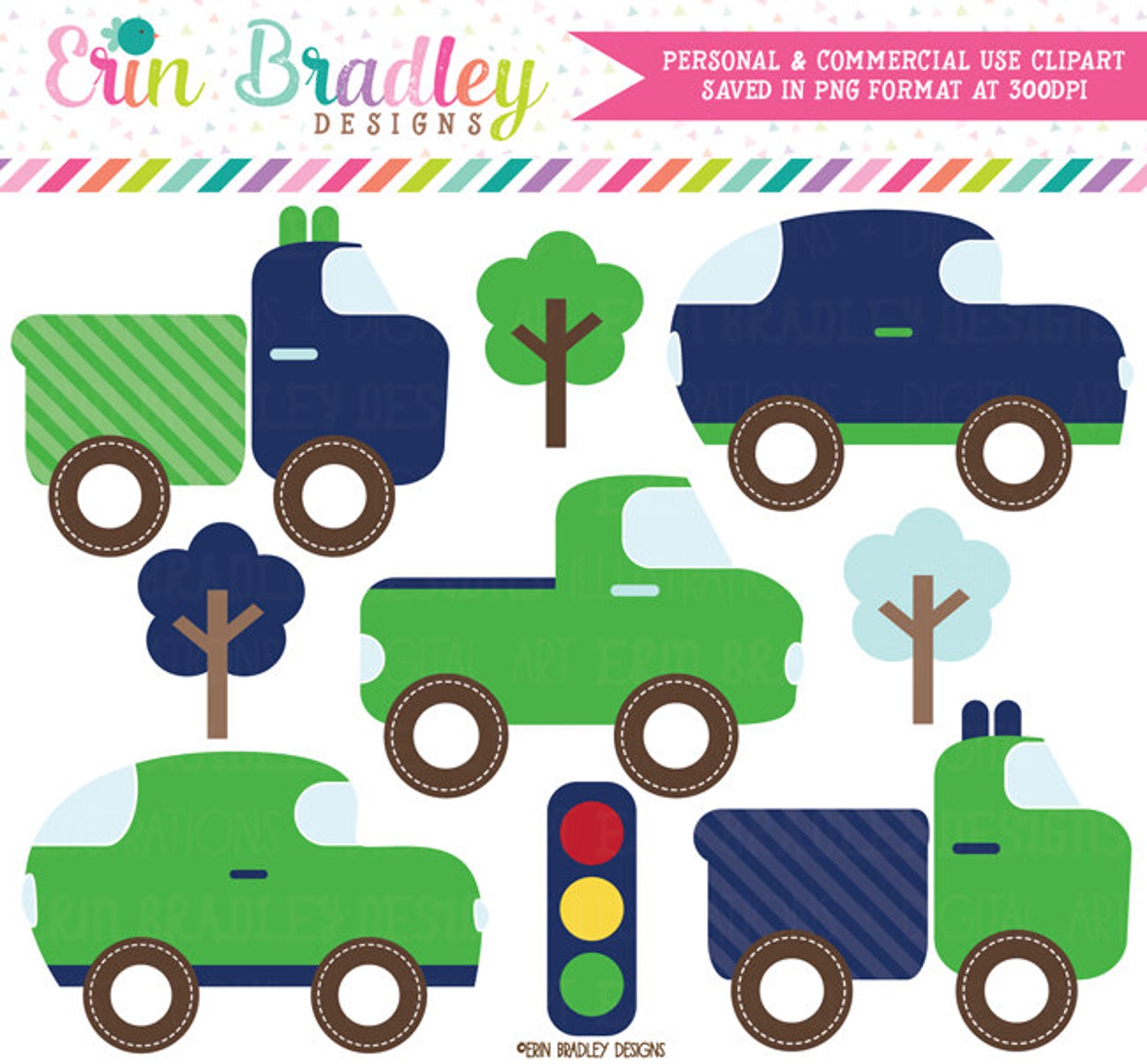 Cars and Trucks Clipart Boys Transportation Clip Art Graphics - Etsy
