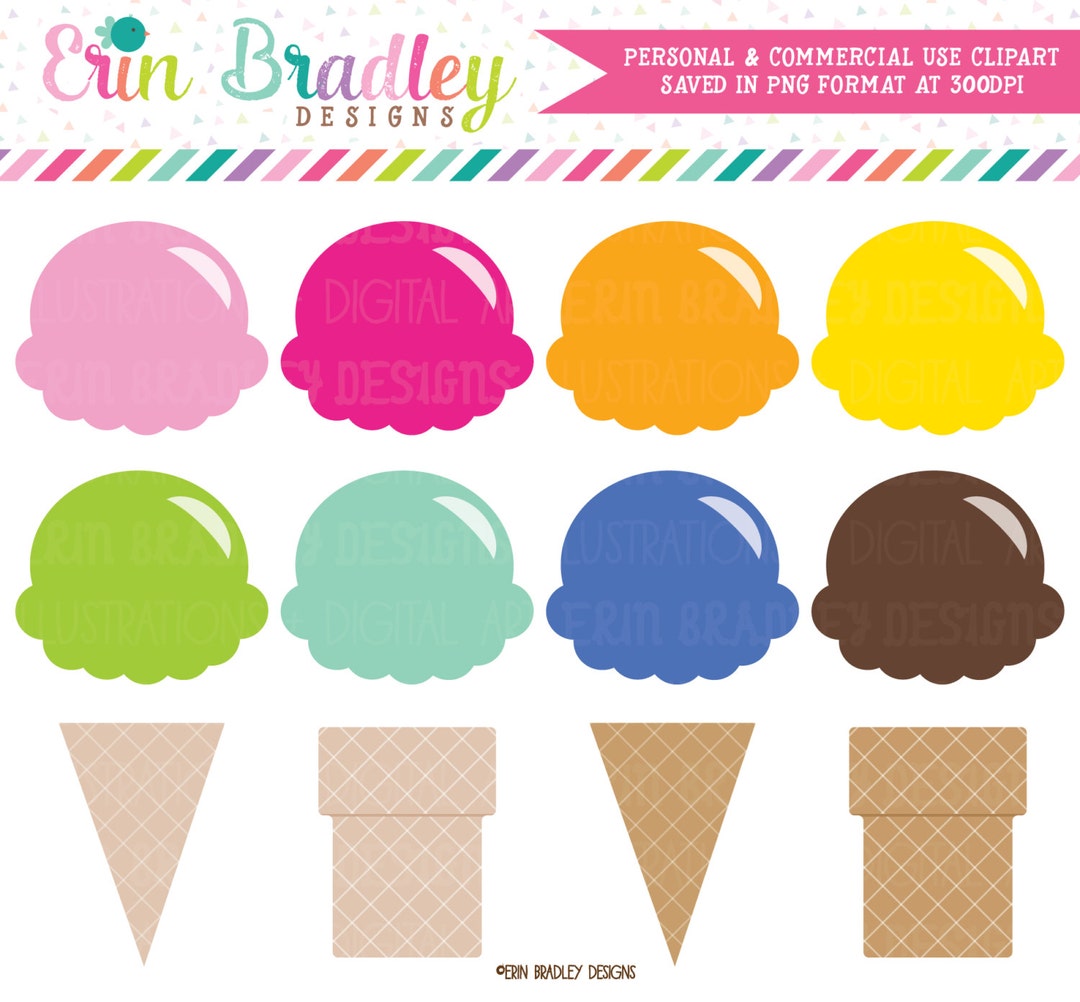 Ice Cream Clipart Summer Clip Art Digital Graphics Ice Cream Cones Mix ...