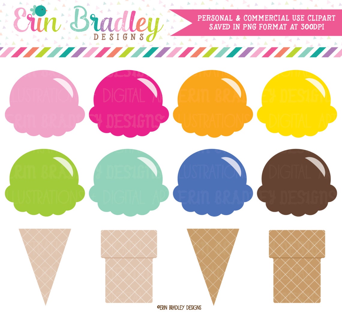 Ice Cream Clipart Summer Clip Art Digital Graphics Ice Cream - Etsy