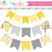 Yellow & Gray Bunting Clip Art Banner Flags Clipart Commercial Use - Etsy