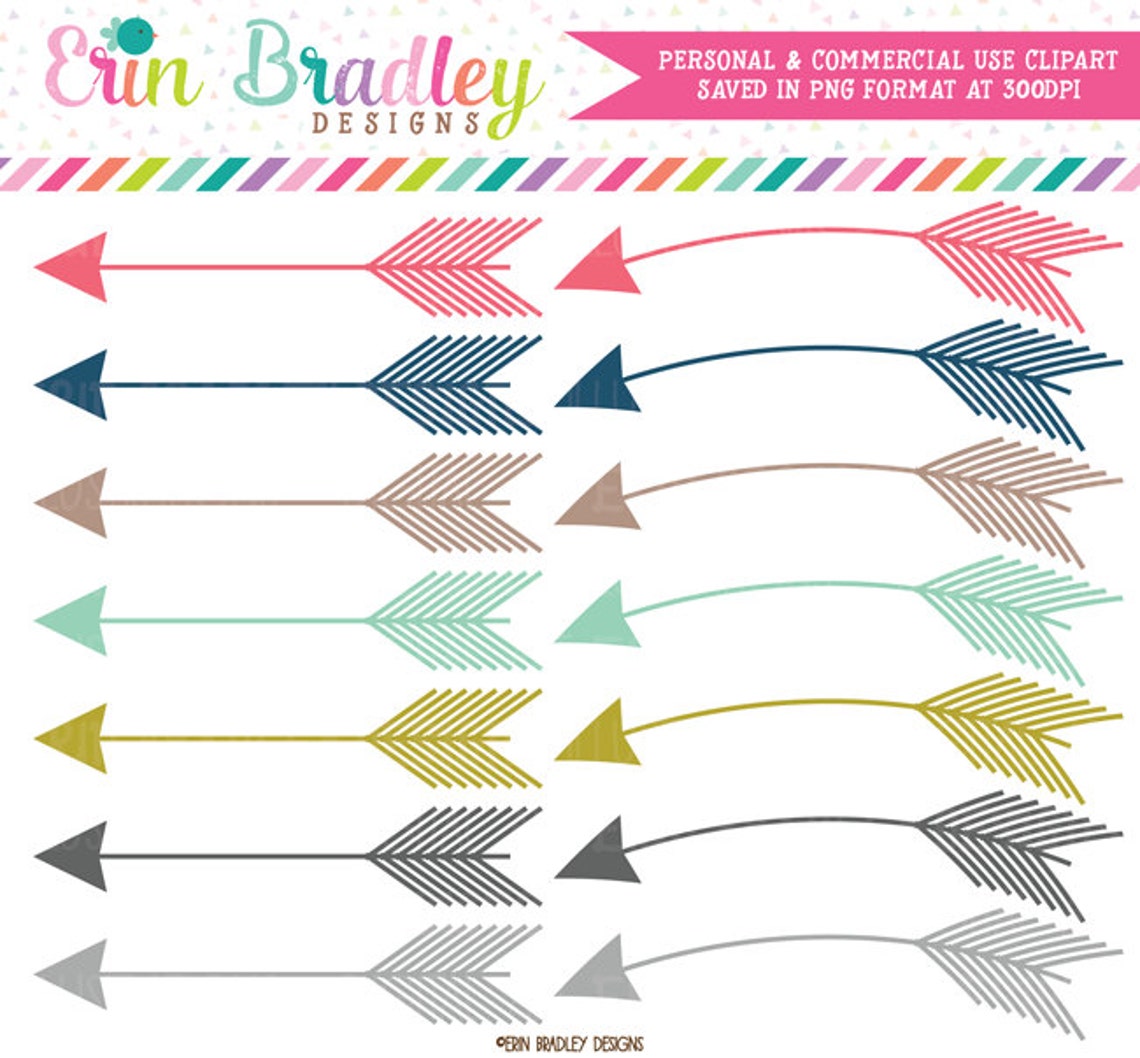 Arrow Clipart Digital Graphics Personal & Commercial Use Clip | Etsy