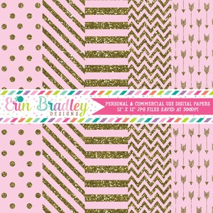 Digital Paper Pack Gold Glitter and Light Pink Commercial Use Digital ...