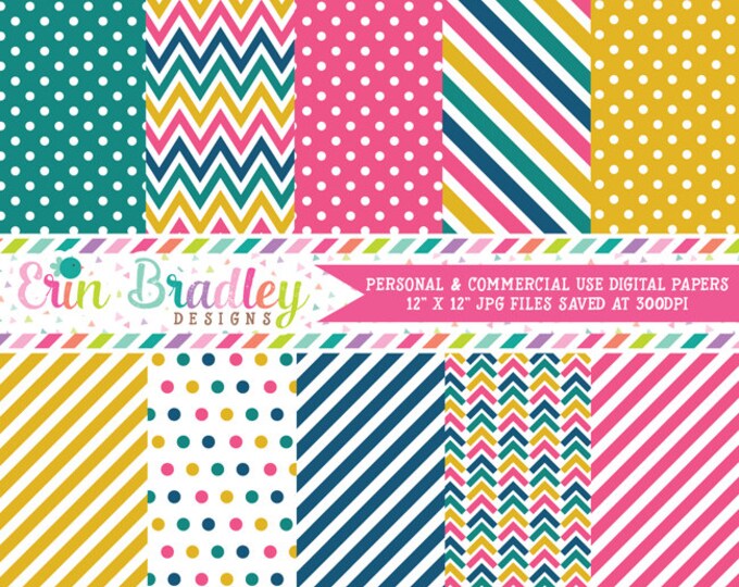 Primary Colors Digital Paper Pack Instant Download Digital Papers Polka ...