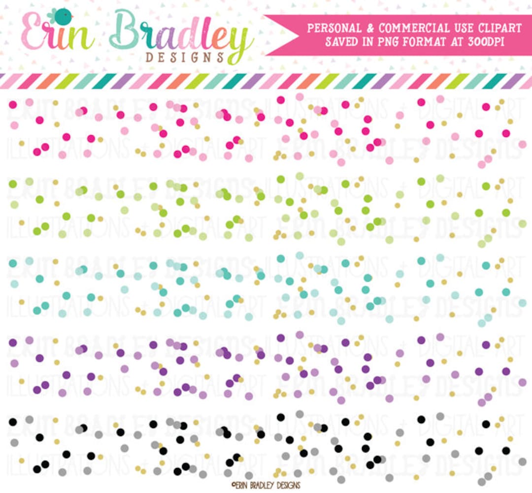 Confetti Clipart Polka Dot Clip Art Borders Instant Download Personal ...