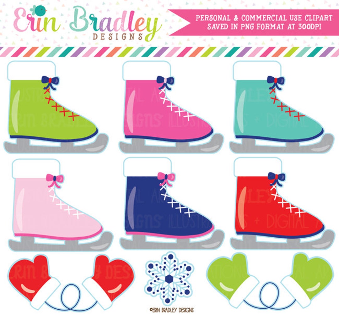 Ice Skating Clipart Commercial Use Digital Clip Art Ice Skates Mittens ...
