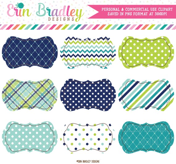 Digital Clipart Labels, Teal Blue & Green Label Clip Art Graphics ...