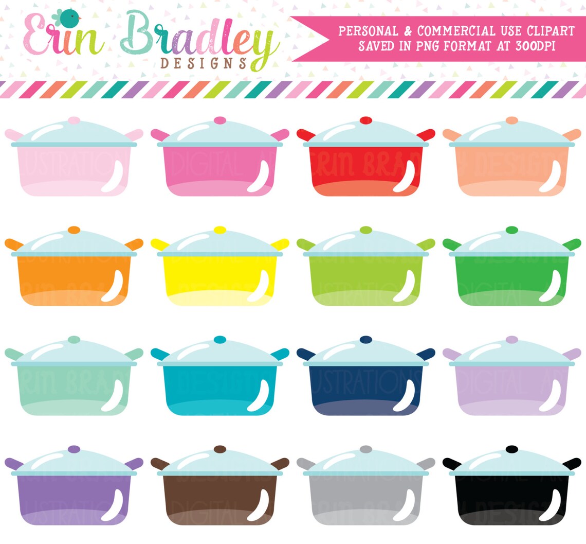 Cooking Pots Clipart Personal & Commercial Use Kitchen or Dinner Clip ...