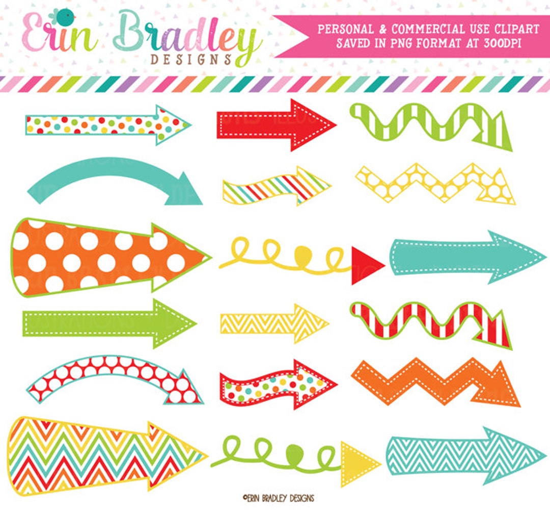 Colorful Arrows Clipart: Red, Orange, Yellow, Green, Blue (digital ...