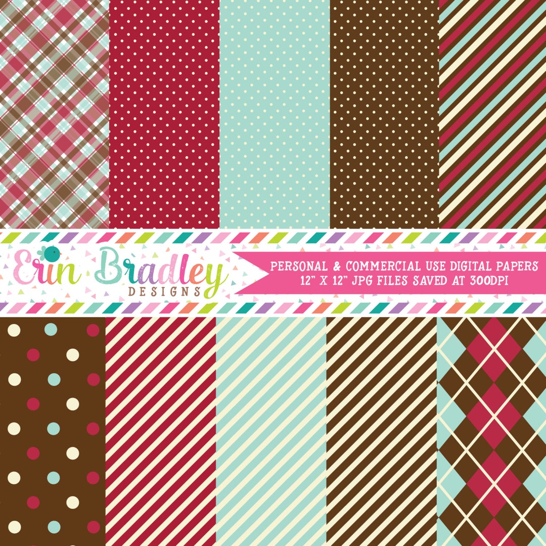 Digital Papers Digital Scrapbooking Personal and Commercial Use Red ...