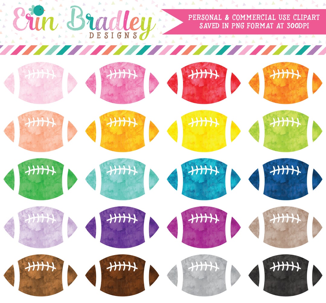 Watercolor Football Clipart, Sports Clipart, Football Clip Art Graphics ...