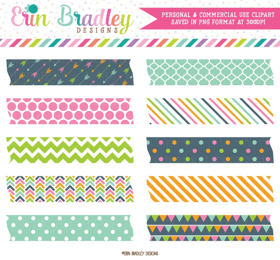 Digital Washi Tape Clipart, Commercial Use Clip Art, Label Clip Art ...