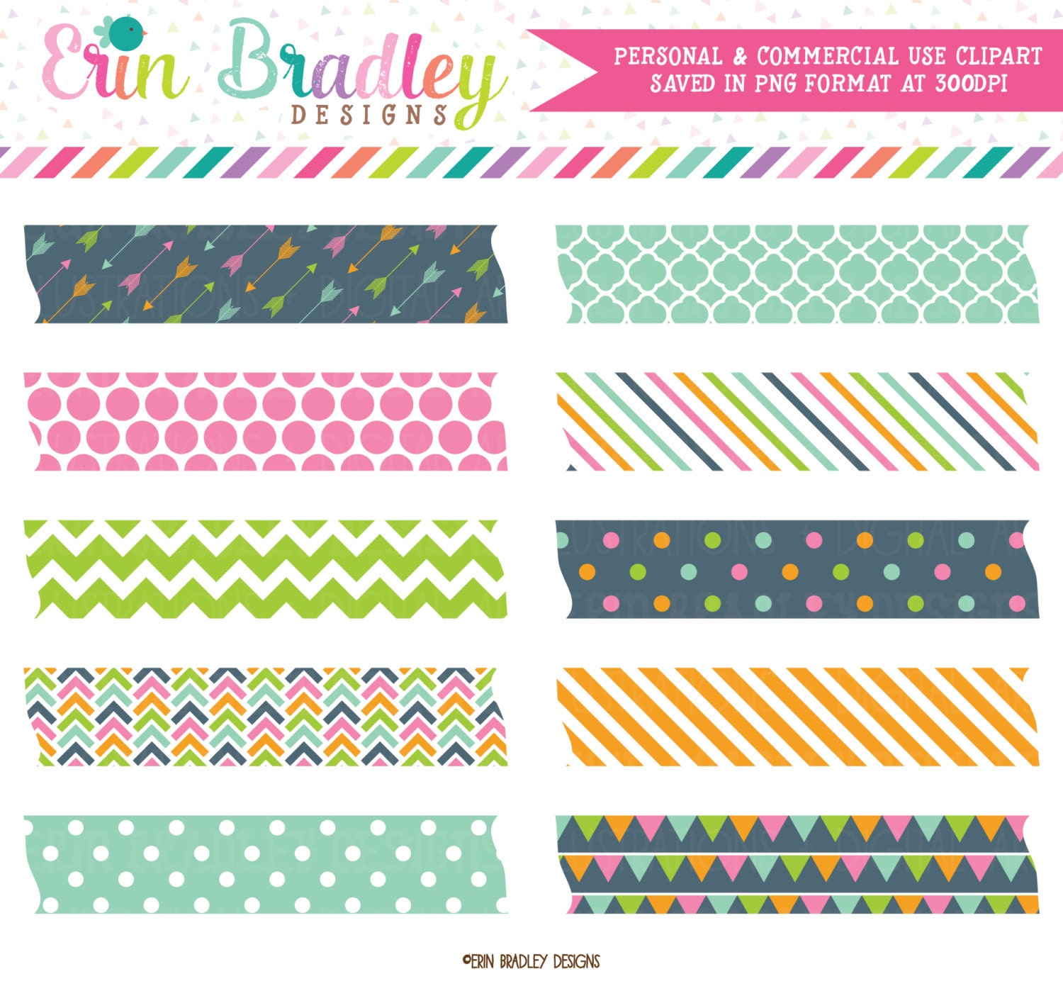 Digital Washi Tape Clipart Commercial Use Clip Art Label | Etsy