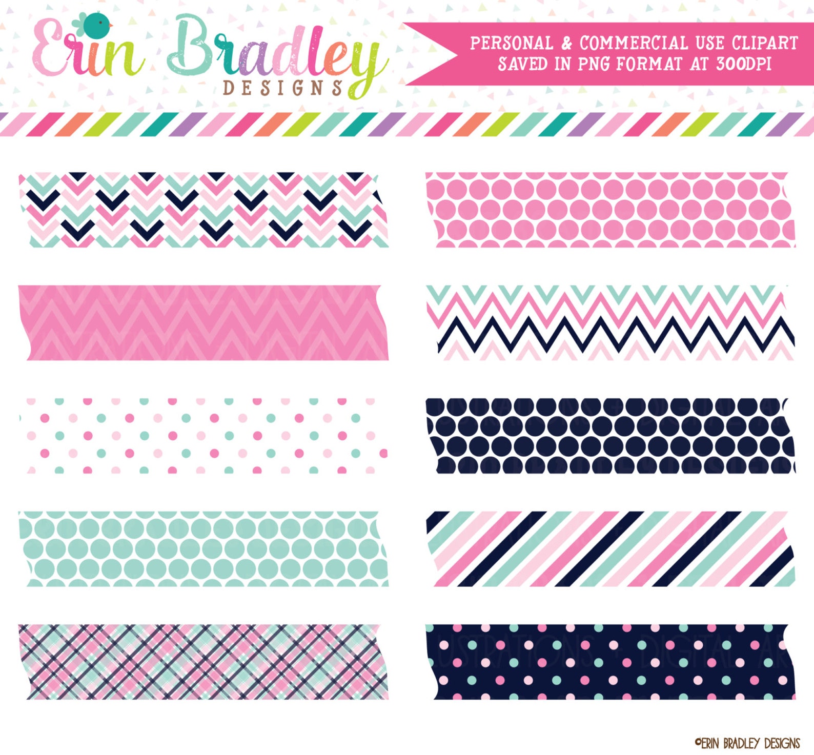 Instant Download Digital Washi Tape Clip Art Digital Clipart - Etsy