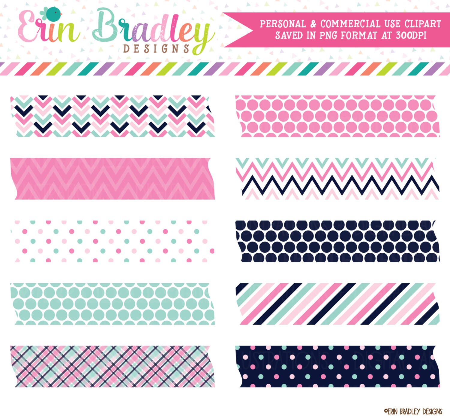 Instant Download Digital Washi Tape Clip Art Digital Clipart - Etsy