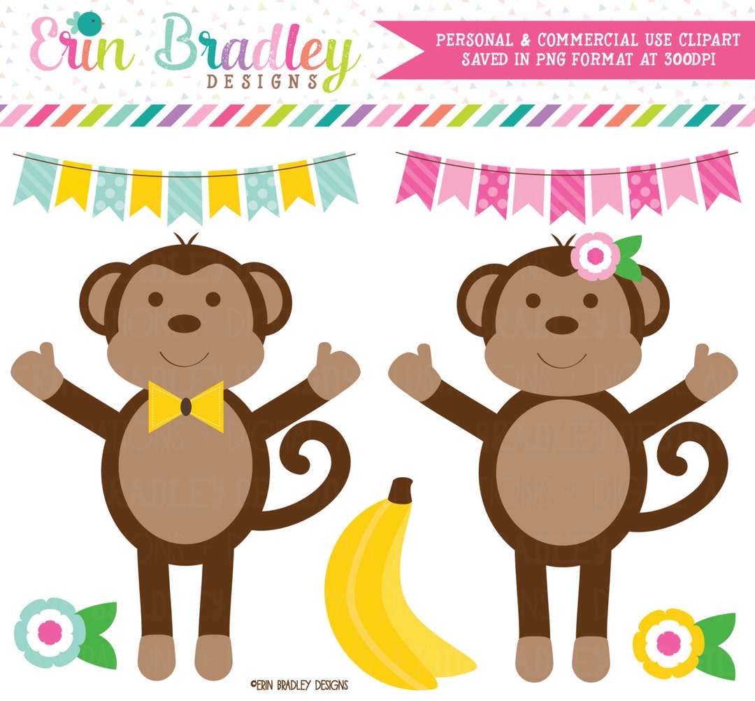 Monkey Clipart Commercial Use Jungle Animals Clip Art Graphics Instant ...