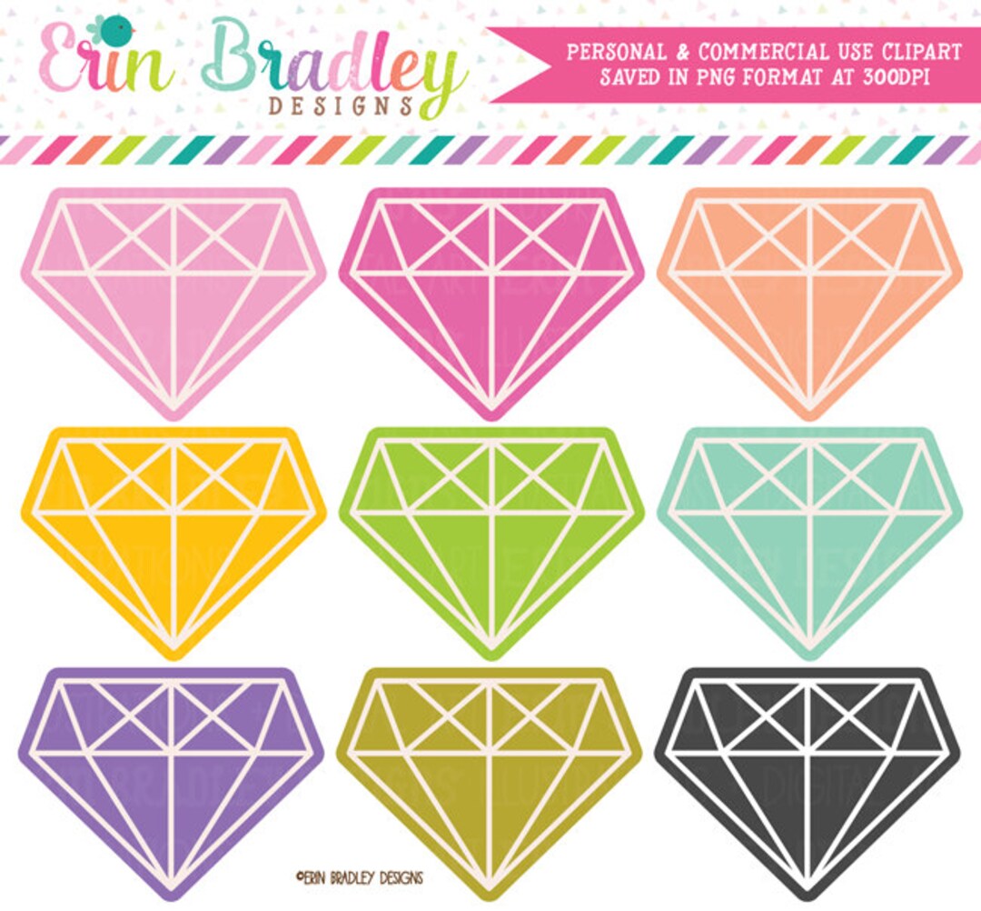 Geometric Diamonds Clipart Graphics Personal & Commercial Use Bridal or ...