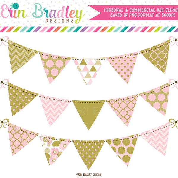 Gold Bunting Clipart - Etsy