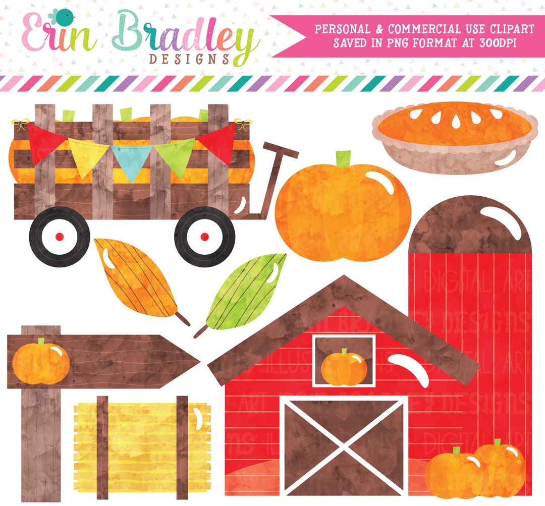 Watercolor Pumpkin Patch Clipart, Barn Clipart, Farm Clipart, Fall Clip ...