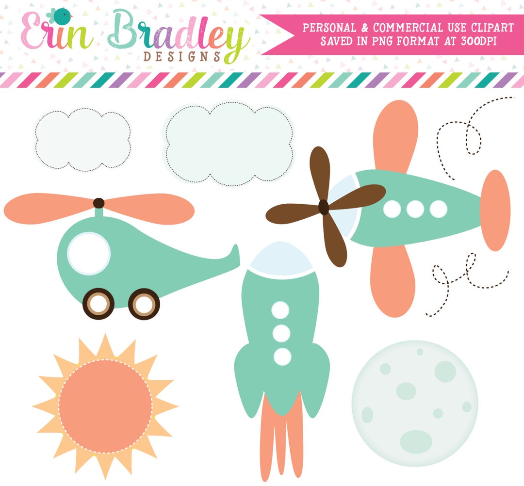 Space Clipart, Transportation Clip Art, Moon Airplane Spaceship Sun ...