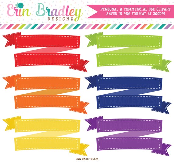 Instant Download Stitched Banners Clipart Rainbow Colors Red - Etsy
