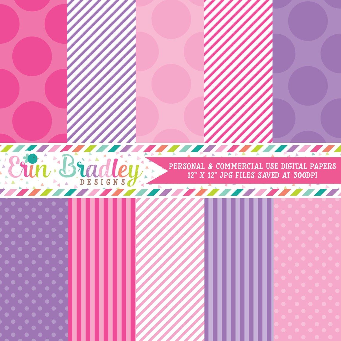 Digital Paper Pack Personal and Commercial Use Pink and Purple | Etsy